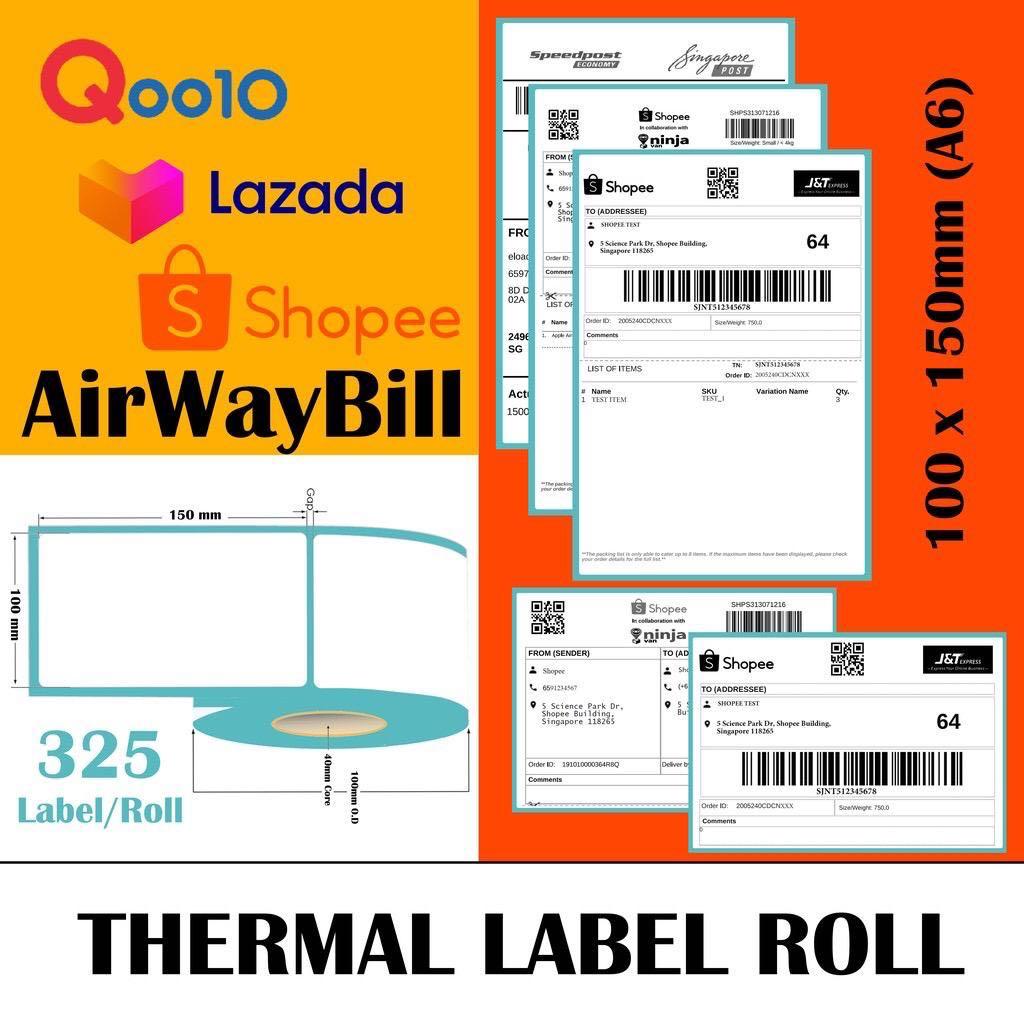 Thermal Label Sticker Roll Printer Paper for Thermal Label Printer 100 ...