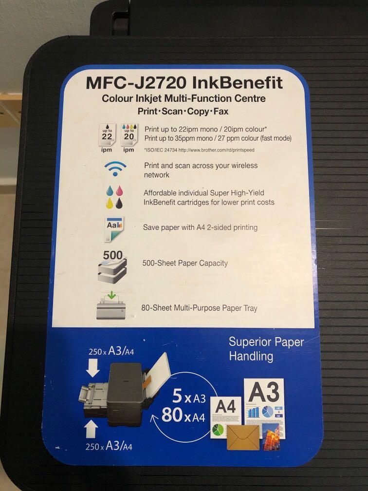 Brother printer MFC-J2720 inkjet printer A4 and A3, Computers & Tech ...