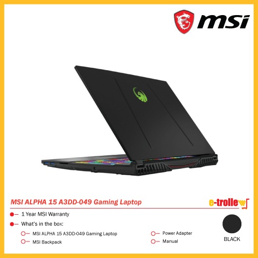 MSI ALPHA 15 A3DD-049 Gaming Laptop (Black), Computers & Tech, Laptops ...