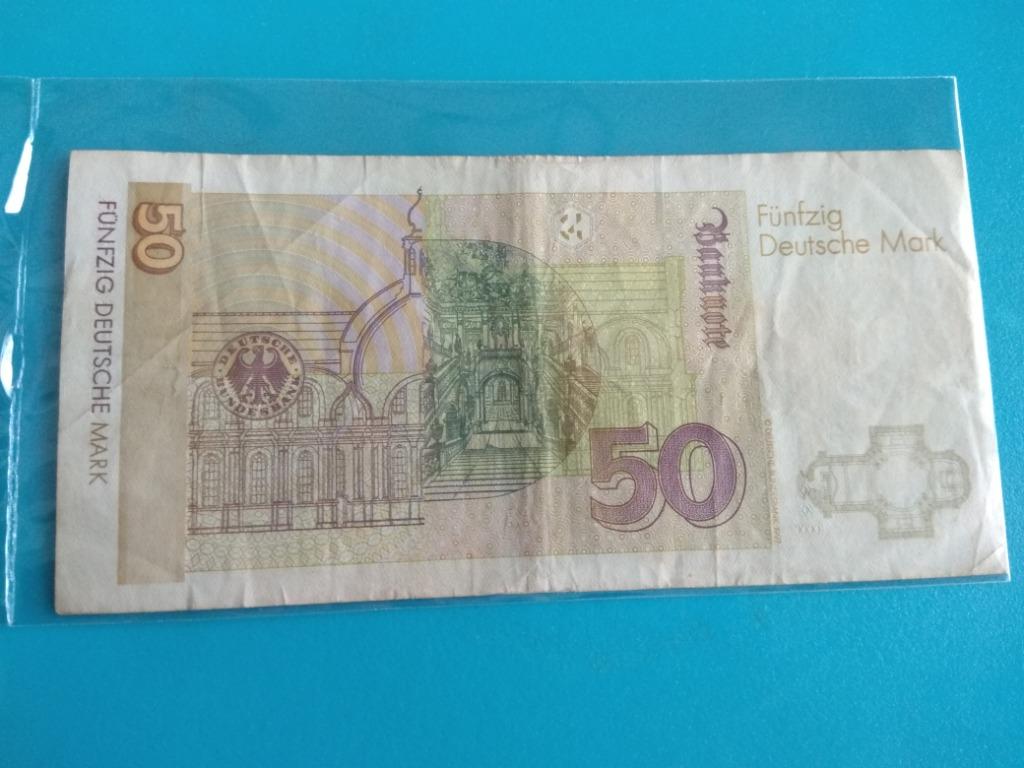 Old German 50 Deutsche Mark Currency Balthasar Neumann Banknote ...