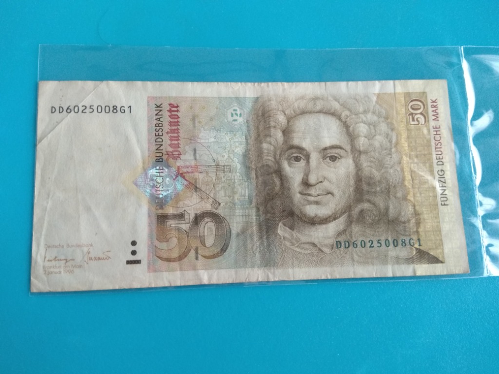 Old German 50 Deutsche Mark Currency Balthasar Neumann Banknote ...