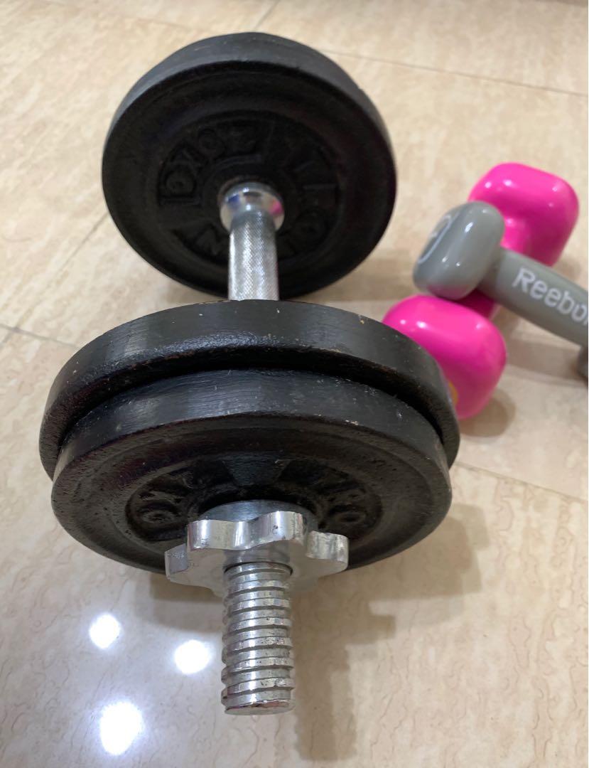 Reebok Dumbbell x 2 & Trojan Dumbbell x 1, Sports, Weights & Gym ...