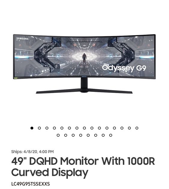 Samsung G9 49" DQHD Monitor With 1000R Curved Display, Electronics ...