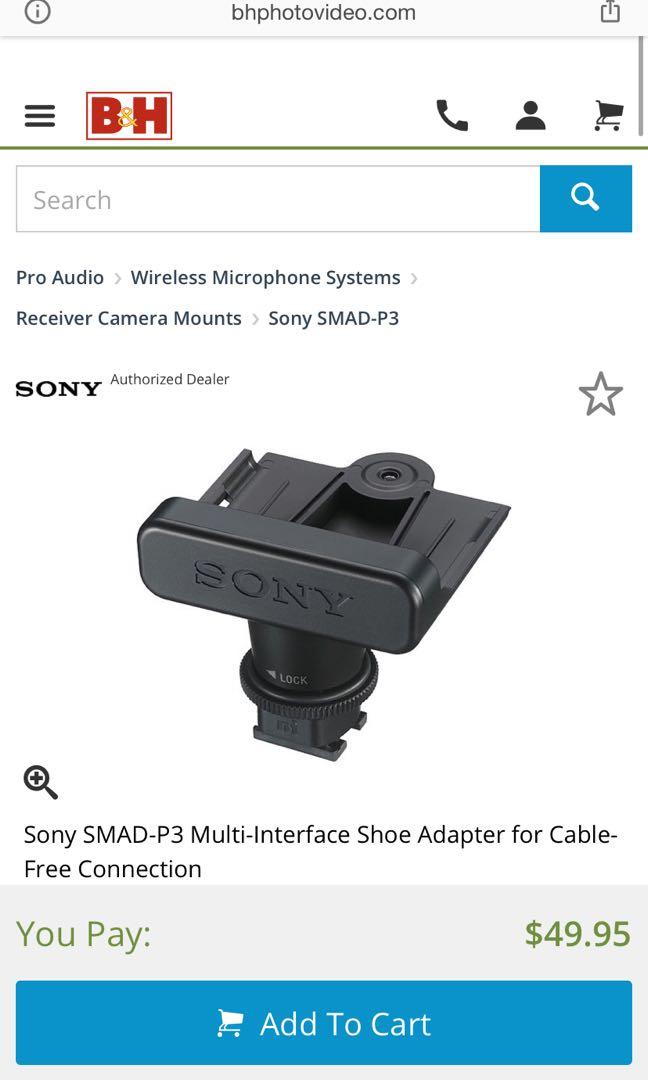 Sony SMAD-P3 Dual Channel Multi-Interface Shoe Adapter for Cable-Free Connection for Sony Camera ...