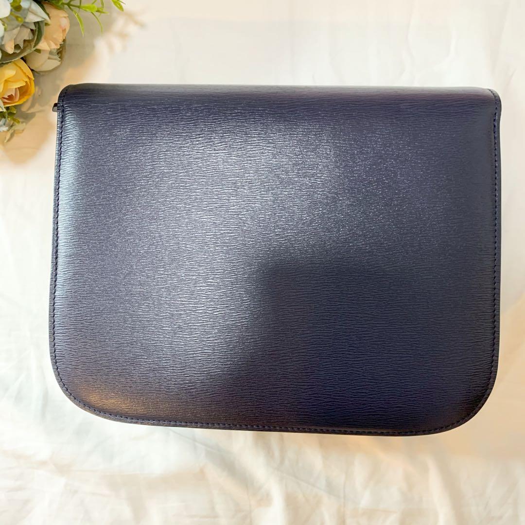 Celine Box Medium bag in calfskin liege midnight navy blue [authentic ...
