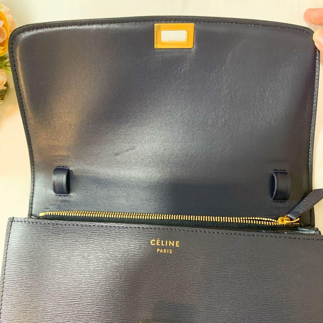 Celine Box Medium bag in calfskin liege midnight navy blue [authentic ...