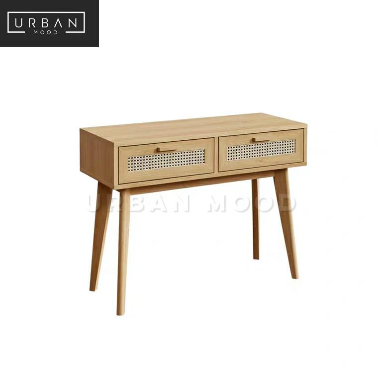 DENMORE Rustic Rattan Study Table, Furniture & Home Living, Furniture ...