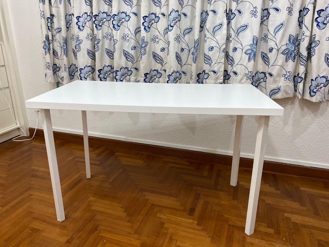 Ikea white rectangular table, Furniture, Tables & Chairs on Carousell
