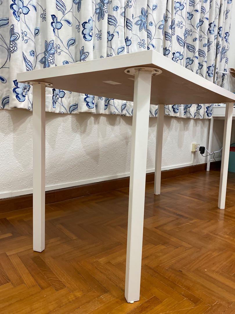 Ikea white rectangular table, Furniture, Tables & Chairs on Carousell