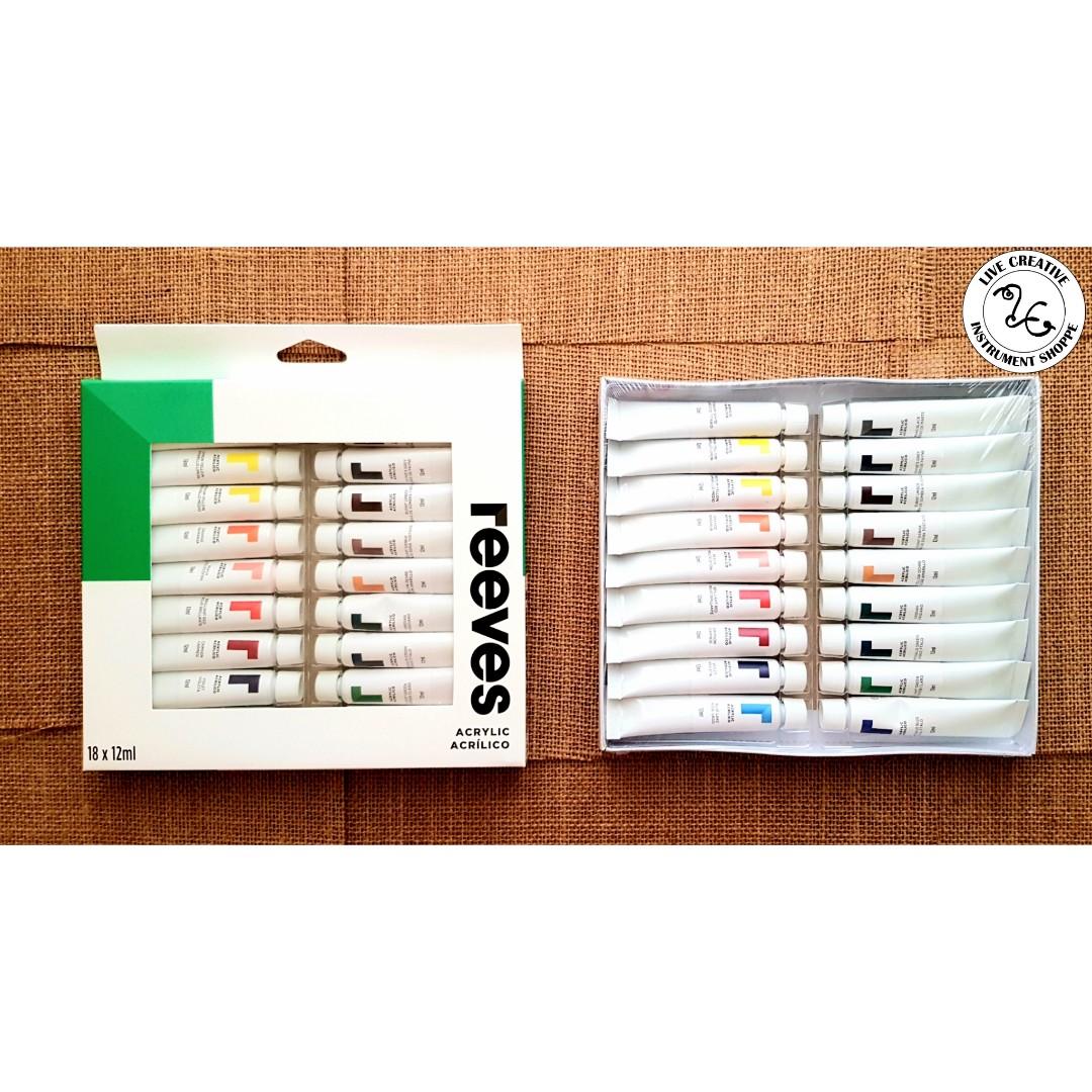 REEVES Acrylic Paint (12ml) - 18 Artist Colours, Hobbies & Toys ...