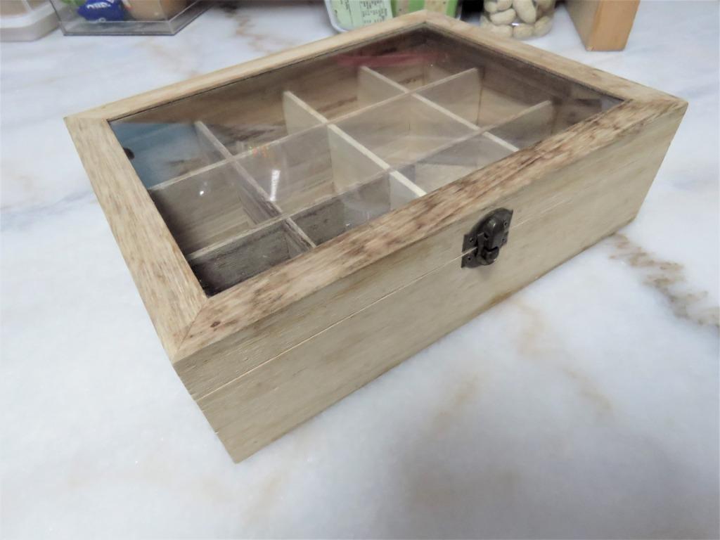 Rustic 12 partitions wooden box, Everything Else on Carousell