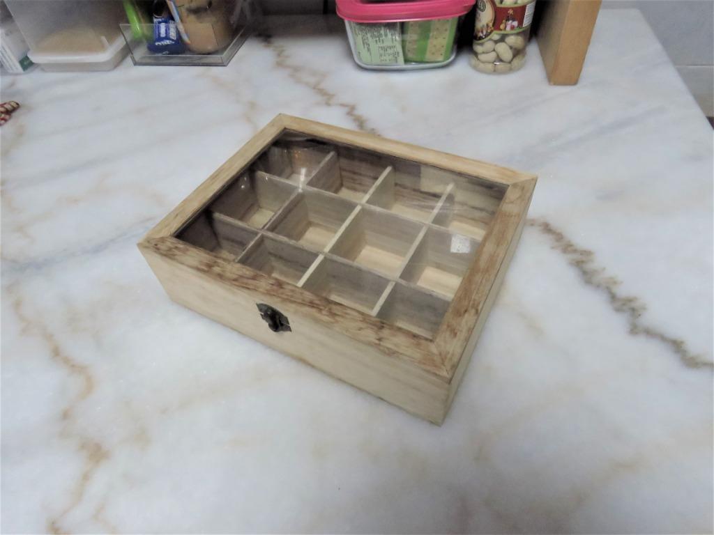 Rustic 12 partitions wooden box, Everything Else on Carousell