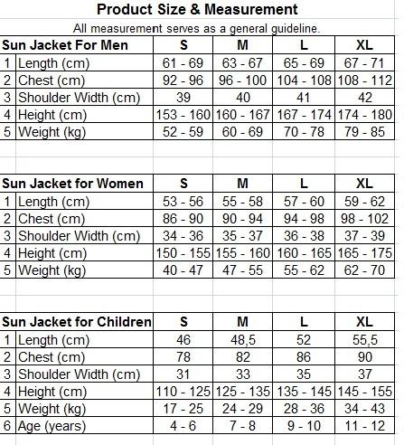 Size chart for your reference., Everything Else on Carousell
