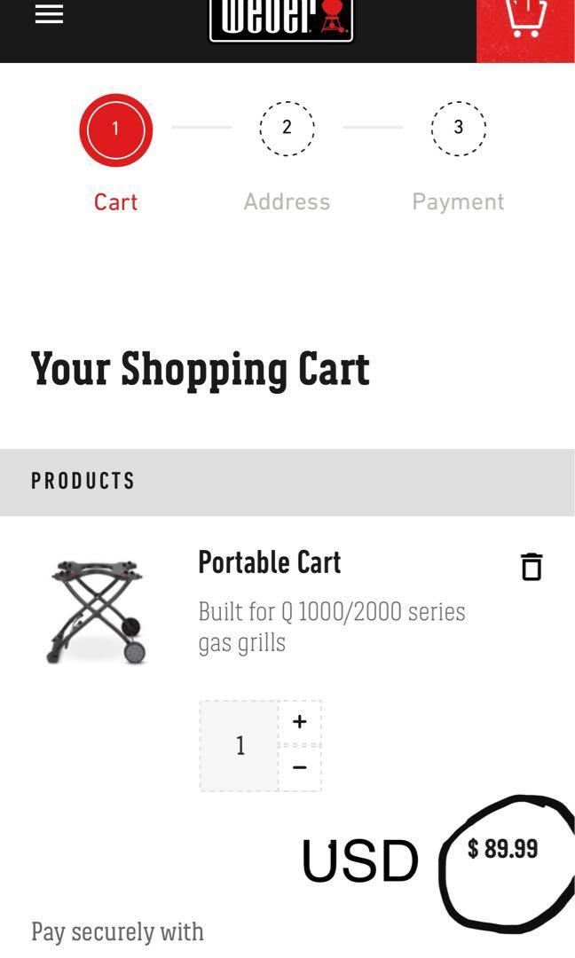 Weber Q200 BBQ + Cart/Stand + Gas, Everything Else on Carousell