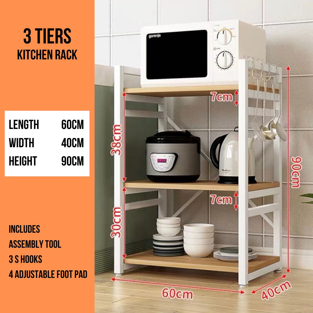 Kitchen Rack - 3 Tiers, Furniture & Home Living, Furniture, Shelves ...