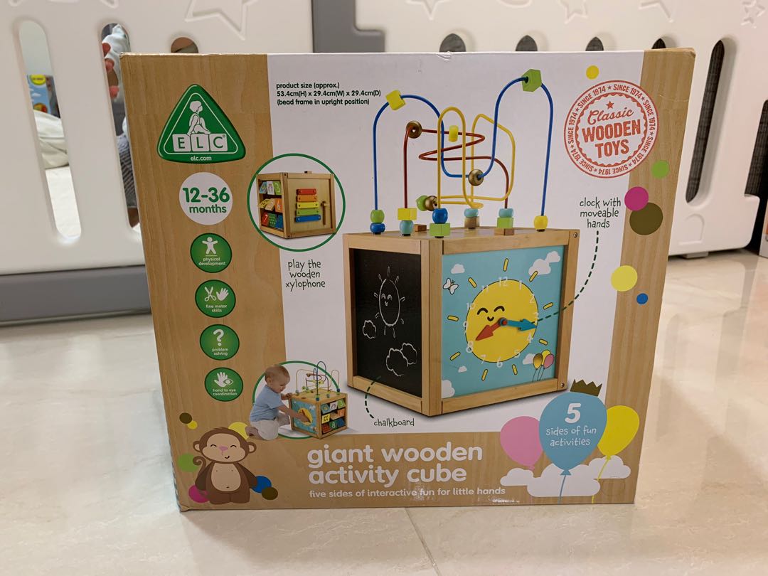 ELC Giant Wooden Activity Cube, Babies & Kids, Toys & Walkers on Carousell