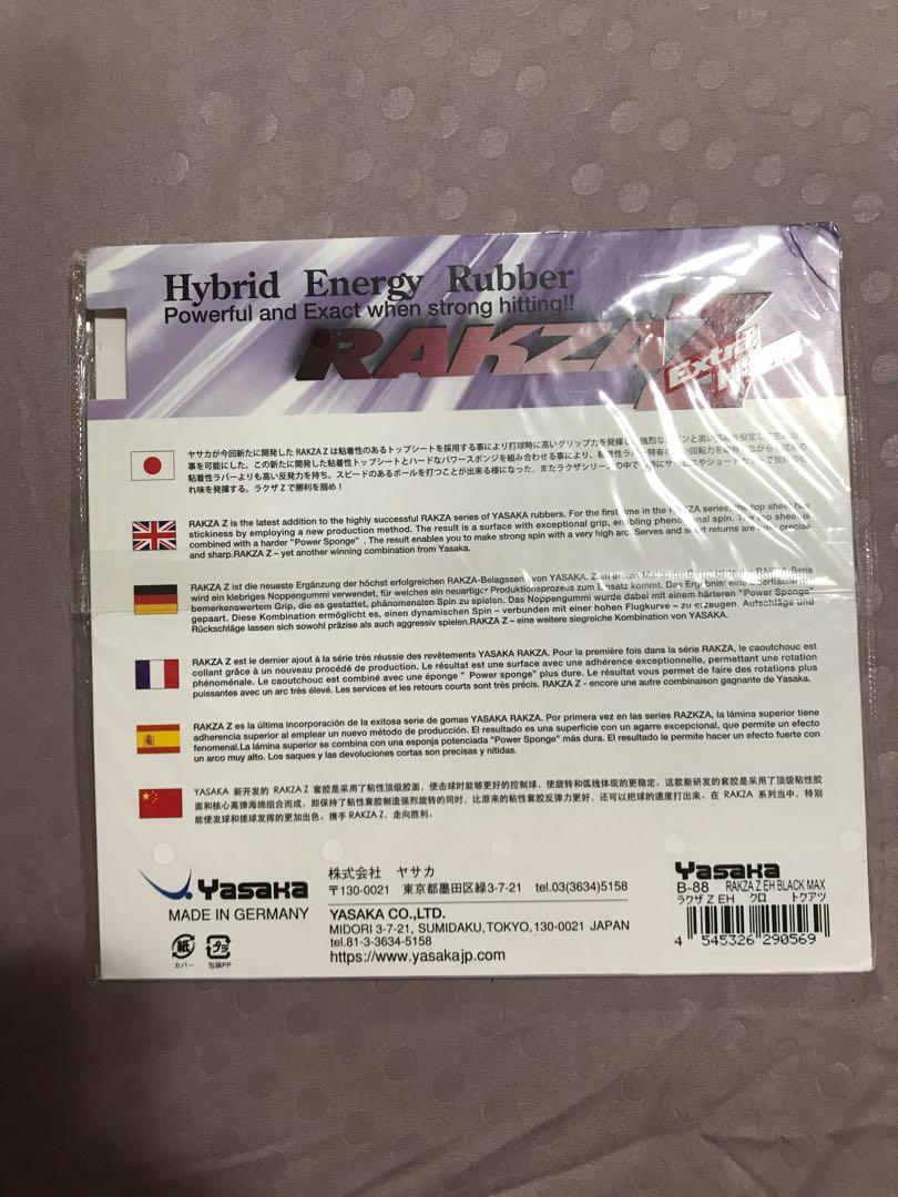 Genuine Yasaka Rakza Z Extra Hard table tennis rubber, Sports Equipment, Sports & Games, Racket ...