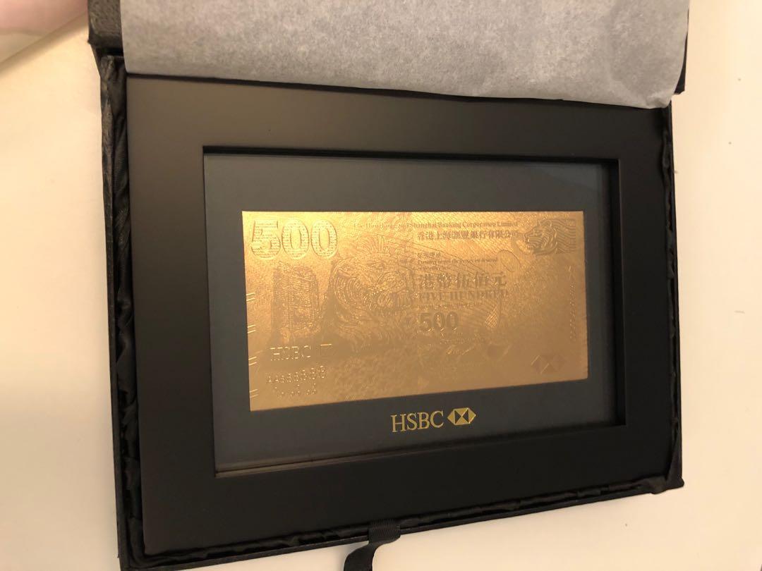 HSBC 24k gold foil bank note, 興趣及遊戲, 收藏品及紀念品, 郵票及印刷品 - Carousell