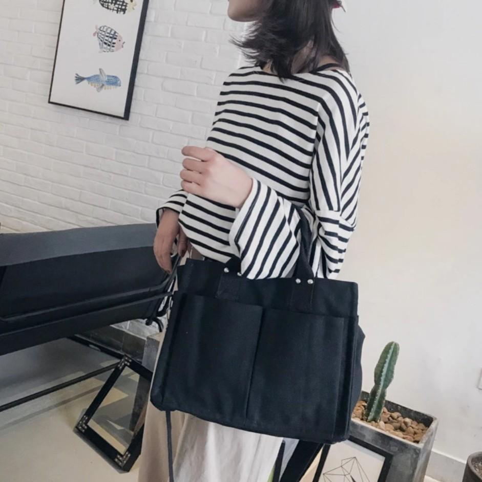 Janice Korean canvas bag, Women's Fashion, Bags & Wallets, Tote Bags on ...