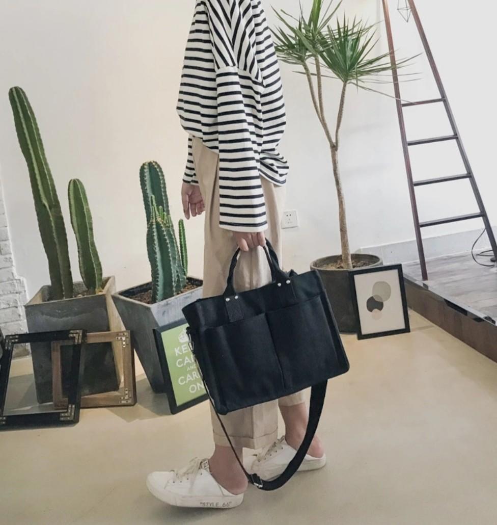 Janice Korean canvas bag, Women's Fashion, Bags & Wallets, Tote Bags on ...