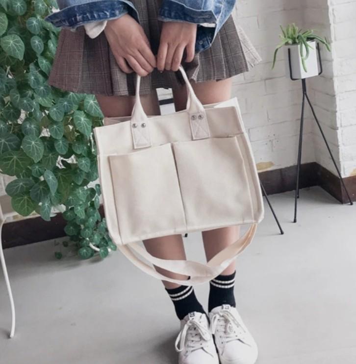 Janice Korean canvas bag, Women's Fashion, Bags & Wallets, Tote Bags on ...