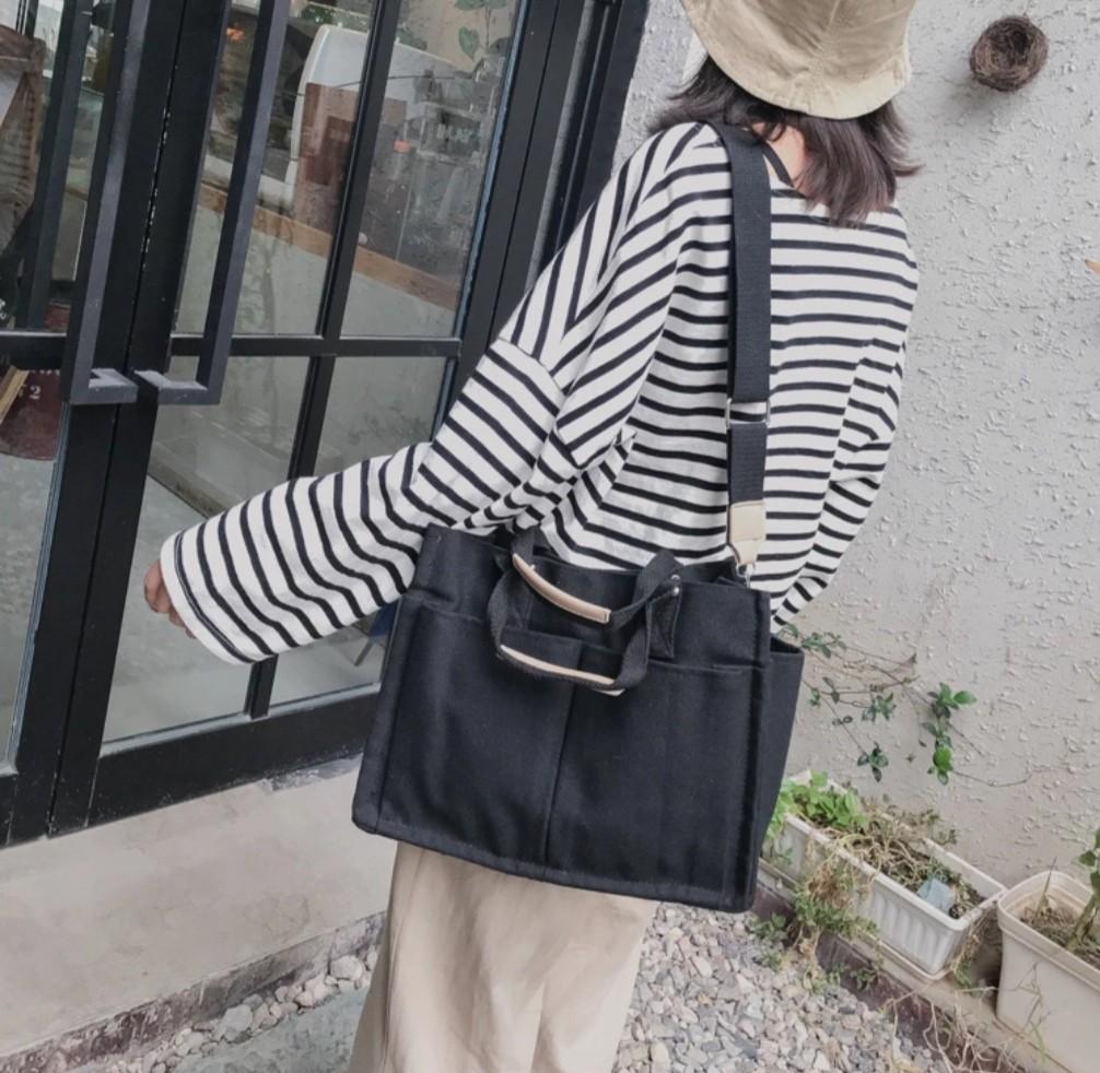 Janice Korean canvas bag, Women's Fashion, Bags & Wallets, Tote Bags on ...
