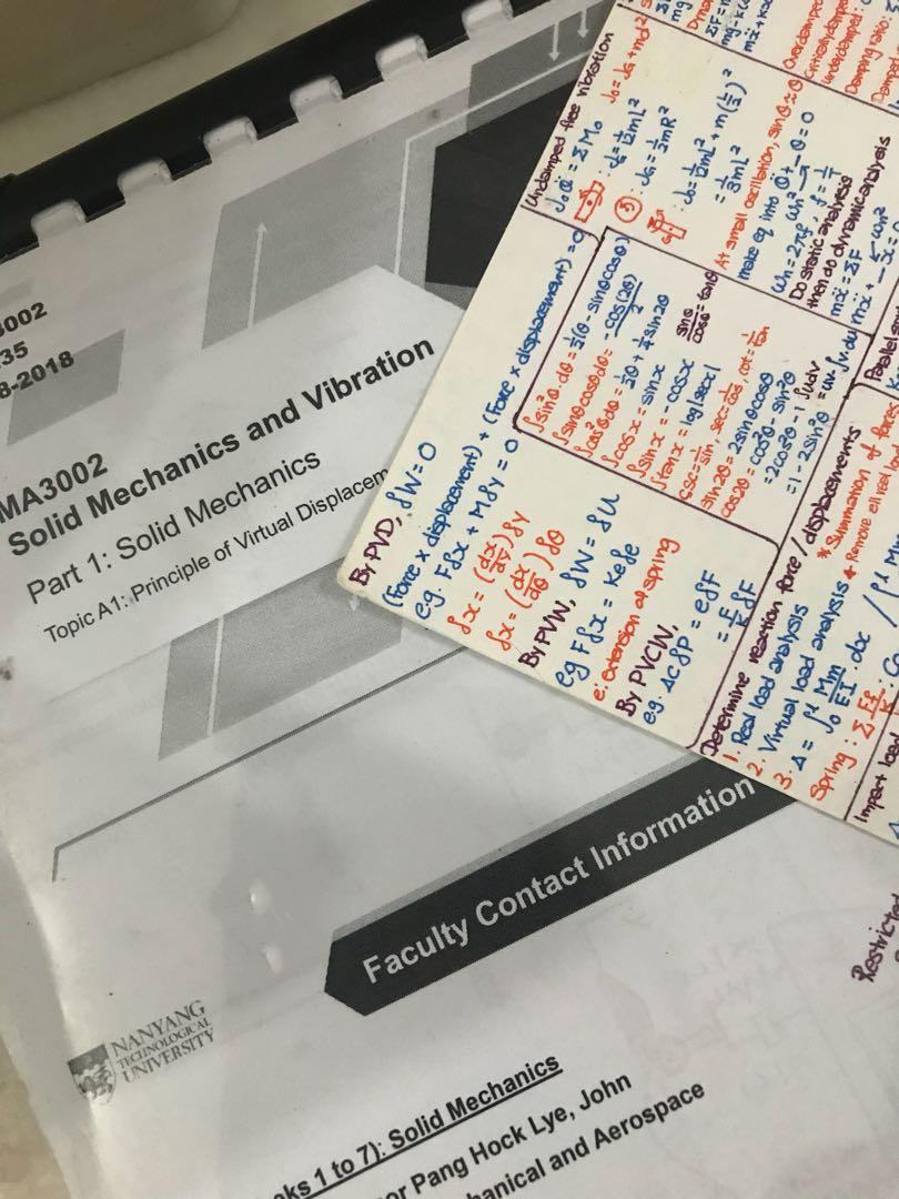 MA3002 Solid Mechanics & Vibration Cheat Sheet, Computers & Tech ...