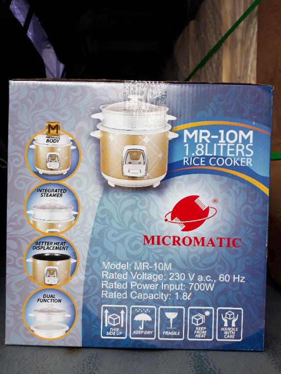 Micromatic Rice Cooker (Metallic Body) MR-10M 1.8 L, TV & Home ...