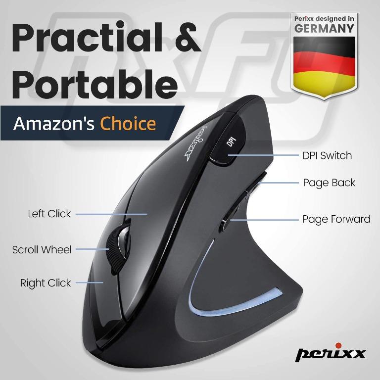Perixx Wireless Ergonomic Mouse Vertical Mouse Pointer PERIMICE 713 ...