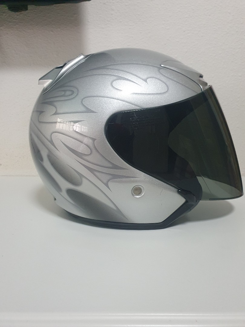 Shoei Jforce2 Jack silver, Motorcycles, Motorcycle Apparel on Carousell