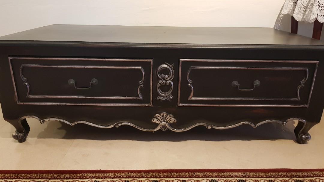 Solid wood French style TV console / coffee table, Furniture & Home ...