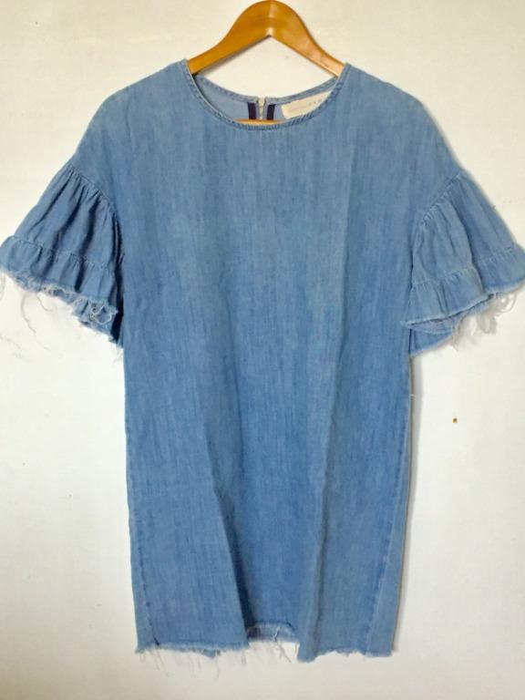 ZARA Denim Sack Dress, Women's Fashion, Dresses & Sets, Dresses on ...