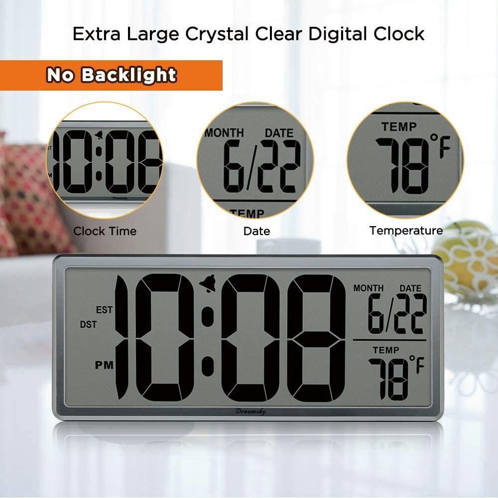 Extra Large Digital Wall Clock, Desk Clock, Auto Time Setting Alarm ...