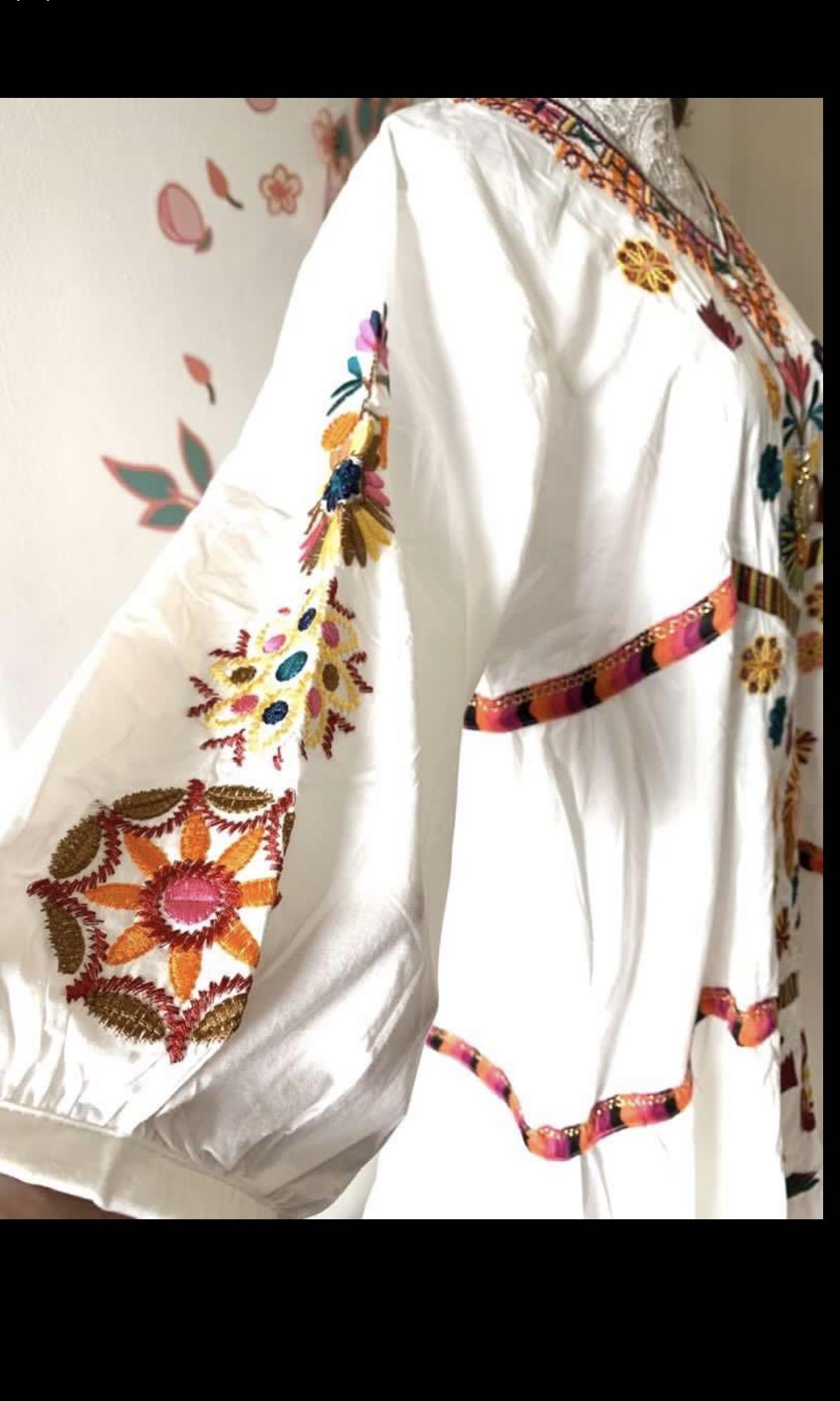 Korean white embroidered bohemian style dress midi, Women's Fashion ...