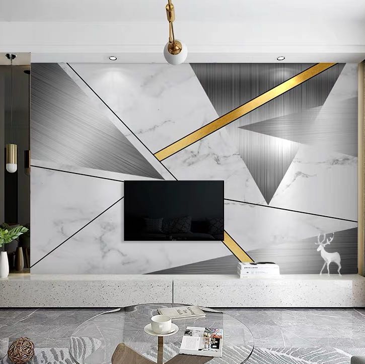 3D Wallpaper marble line design mural customized, Furniture, Home Decor ...