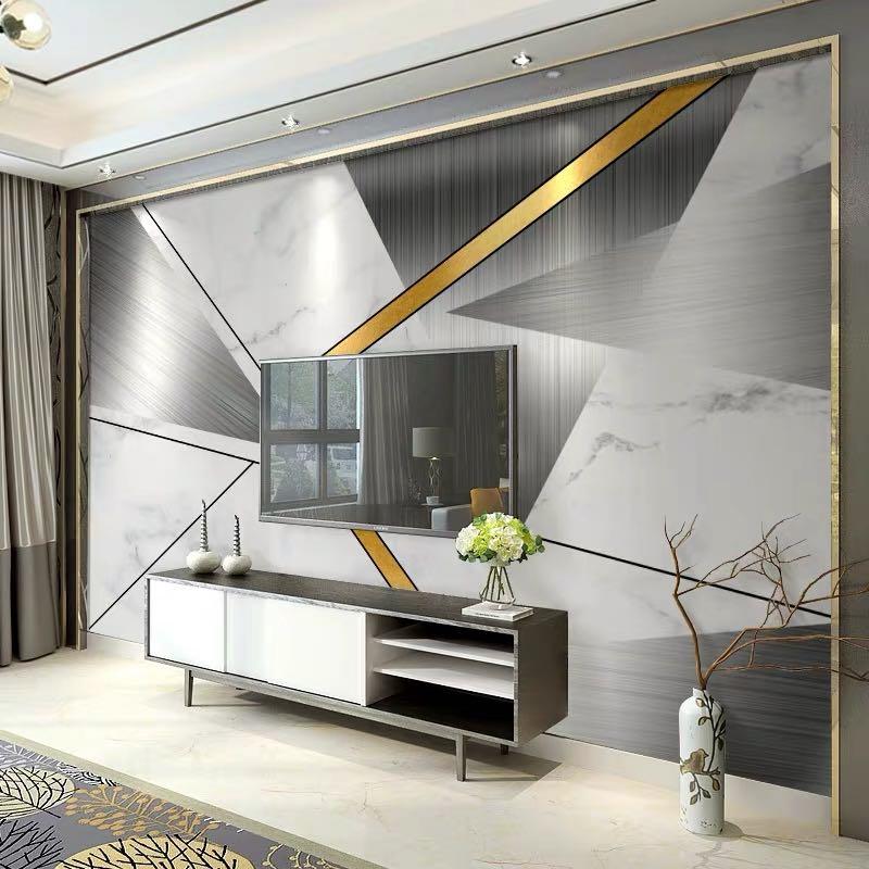3D Wallpaper marble line design mural customized, Furniture, Home Decor ...
