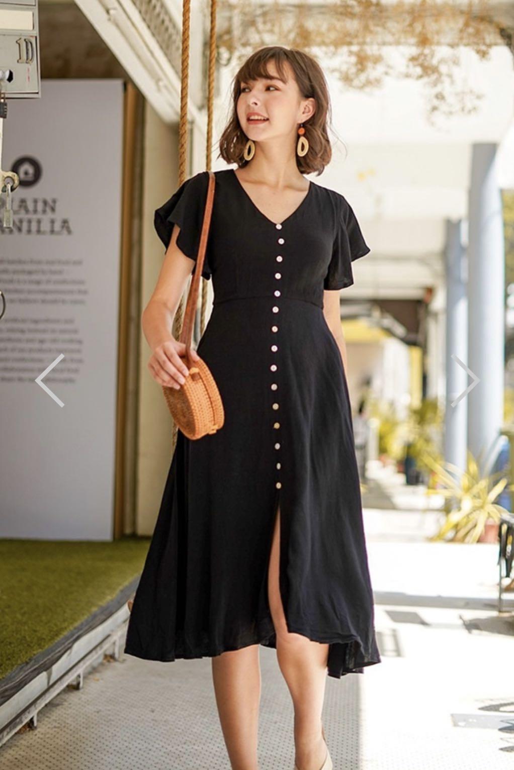 Lovet Carly Shell Button Linen Midi Dress With Sash (Sand), Women's ...