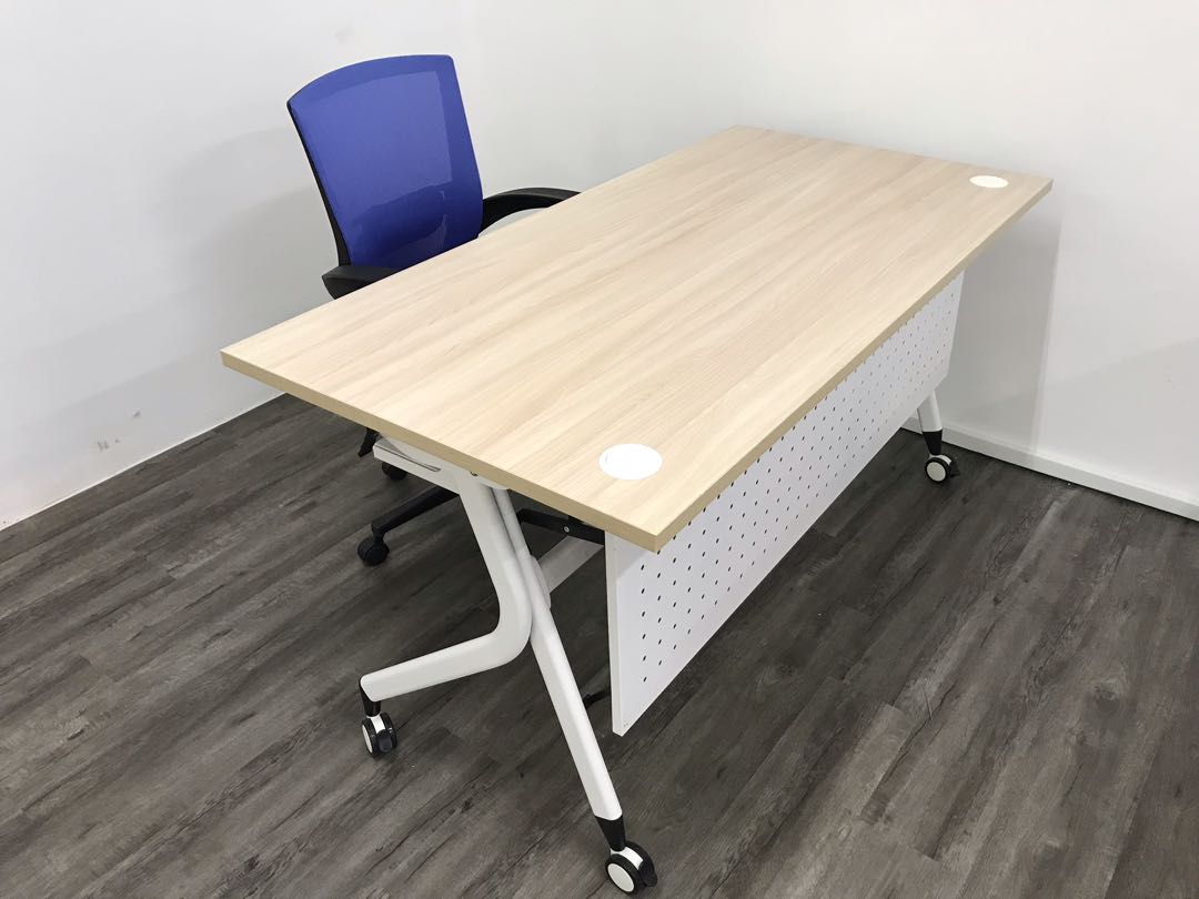 Foldable Office Table x 1 with rollers, Furniture & Home Living ...