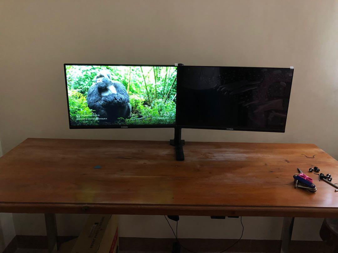 Nvision IP22v1 Dual 21.5” Monitor Setup with Dual Arm, Computers & Tech ...