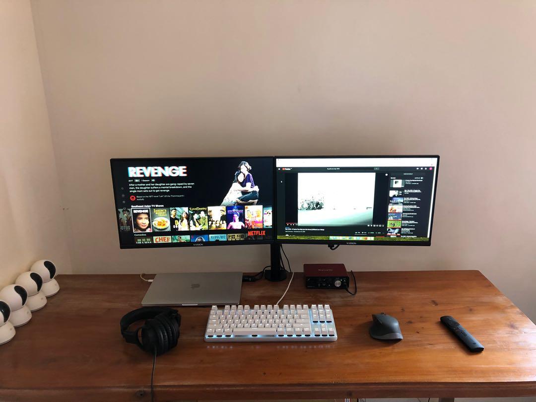 Nvision IP22v1 Dual 21.5” Monitor Setup with Dual Arm, Computers & Tech ...