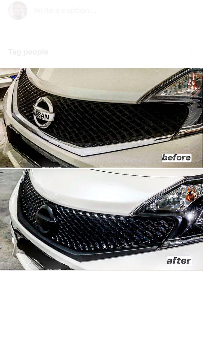 Plastidip Dechrome Nissan Note front grille and emblem, Car Accessories ...
