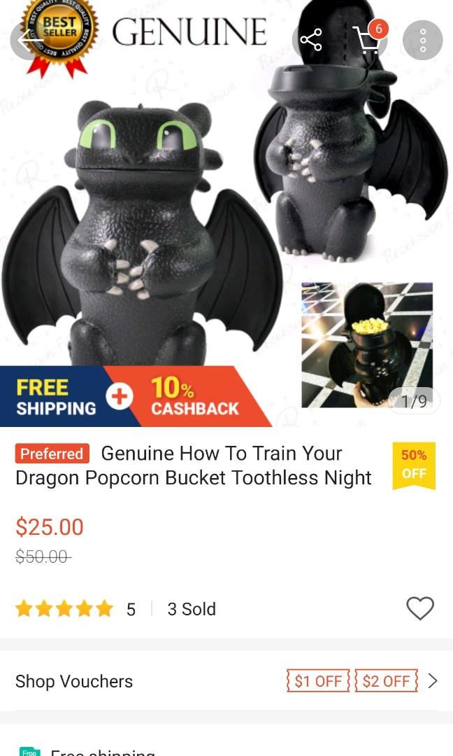 BNIB Toothless popcorn bucket, Hobbies & Toys, Toys & Games on Carousell