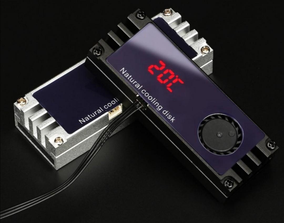 M.2 SSD COOLER (Red) OLED Digital Display Aluminum M.2 Cooler Heat Sink ...