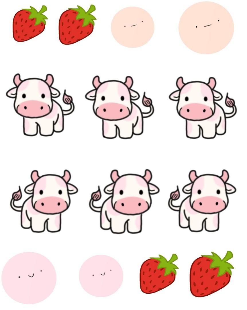 STRAWBERRY COW STICKER FLAKE SET | 14 STICKER FLAKES PER PACK ...