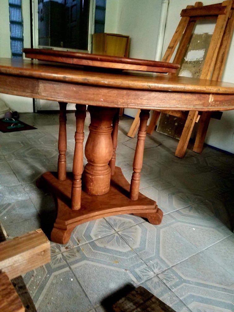 Vintage Narra Round Dining Table with Lazy Susan top, Furniture & Home ...