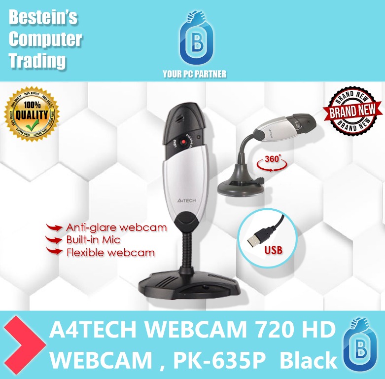A4TECH WEBCAM 720 HD WEBCAM, PK-635P Black, Electronics, Computer Parts ...