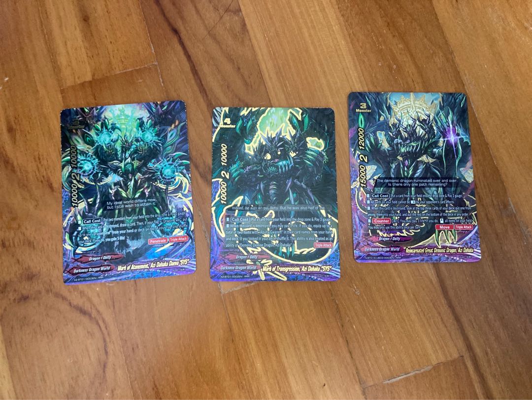 Buddyfight Triple RRR Azi Dahaka Set Dragon/Deity, Toys & Games, Board Games & Cards on Carousell