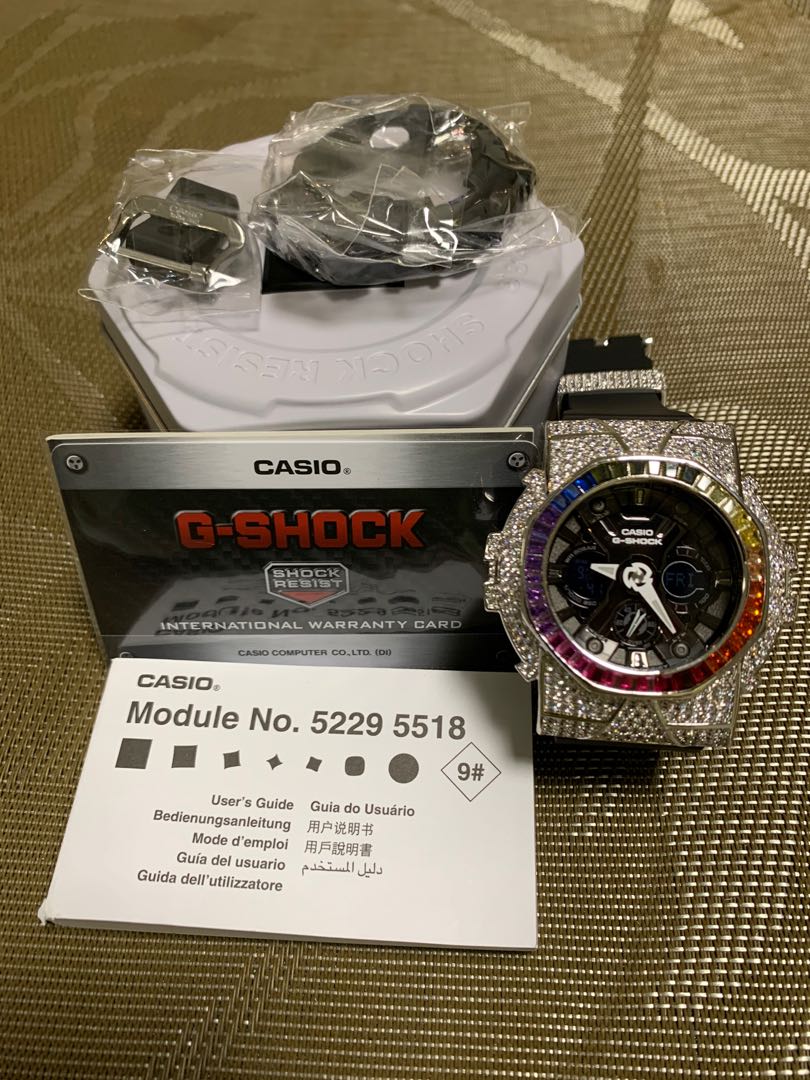 CASIO Mini G-Shock Bling Bling (Rainbow), Luxury, Watches on Carousell
