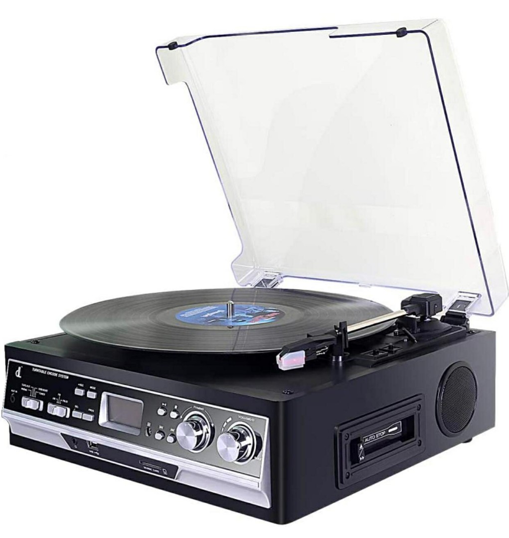 Cassette Vinyl Record Player,DLITIME Vinyl Turntable AM&FM/USB/RCA/AUX ...