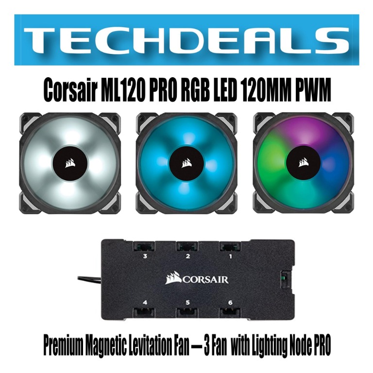 Corsair ML120 PRO RGB LED 120MM PWM Premium Magnetic Levitation Fan — 3 ...
